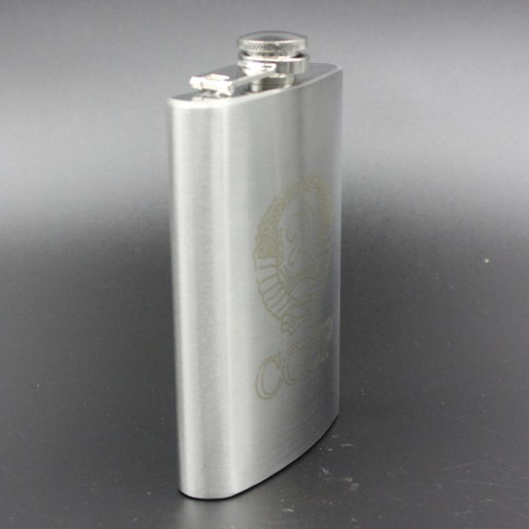 8 oz Hip Flask with embossed Holster | Russian (CCCP) | Stainless Steel ...