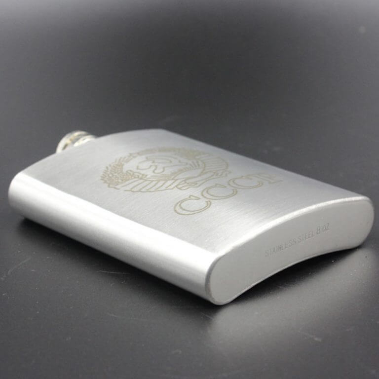 8 oz Hip Flask with embossed Holster | Russian (CCCP) | Stainless Steel ...