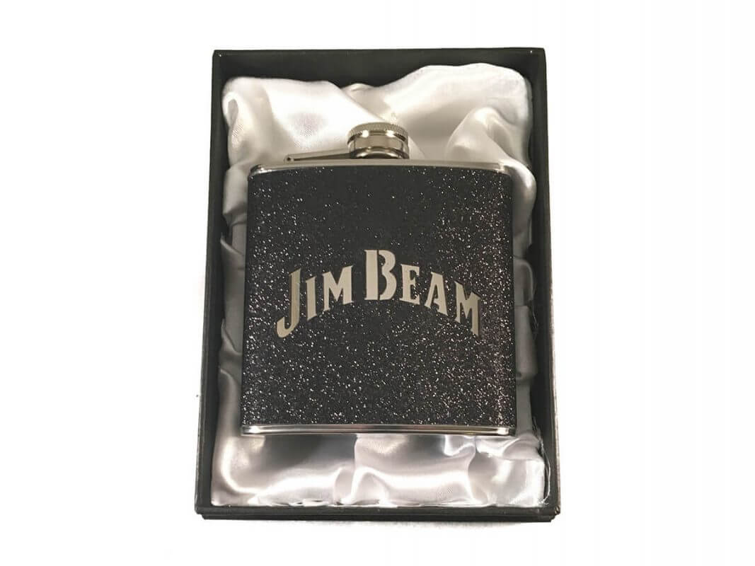 Jim Beam Stainless Steel 6oz Black Hip Flask - tommytwice.com