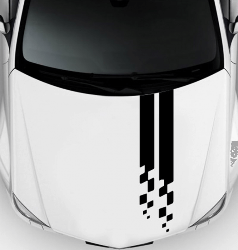Universal Car Bonnet Vinyl Decal - Black or White - tommytwice.com